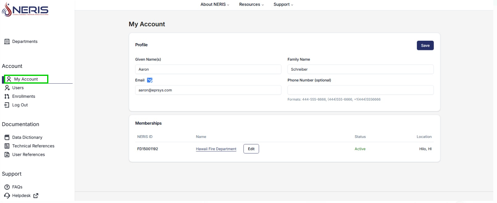 NERIS Website Integration