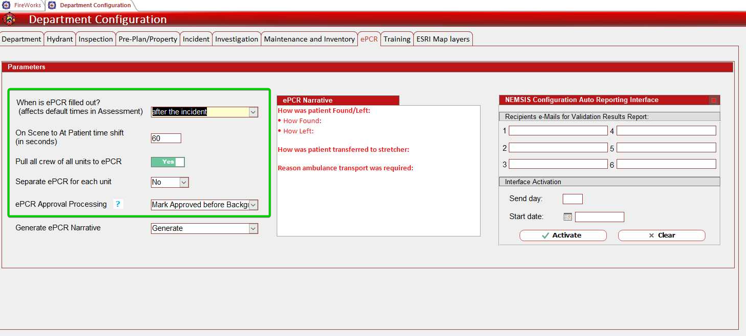 Configuring ePCR Parameters
